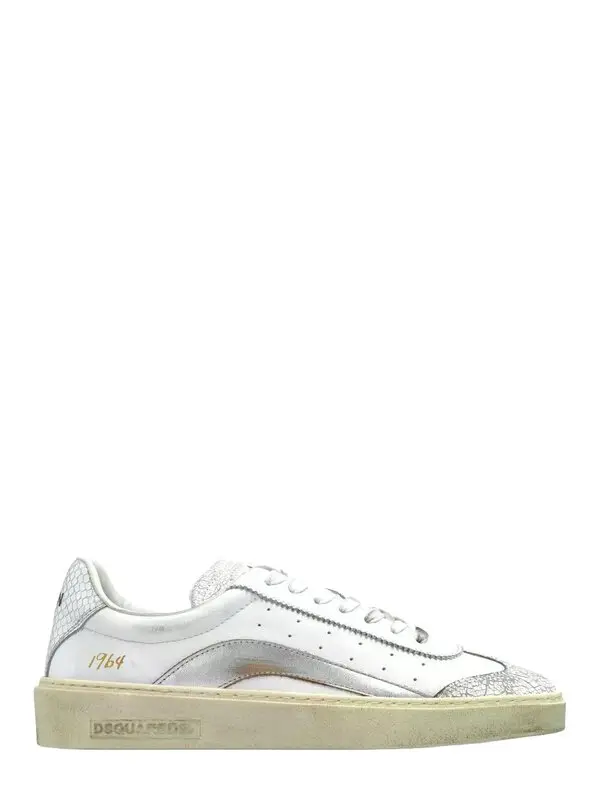 Dsquared2 Rider Metallic Leather Low-top Sneakers - White