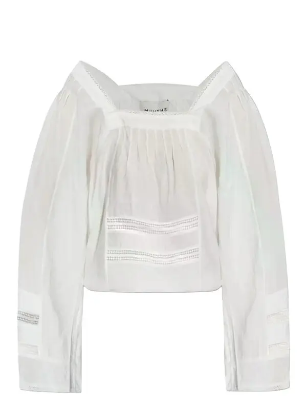 Munthe Square Neck Pleated Blouse - White