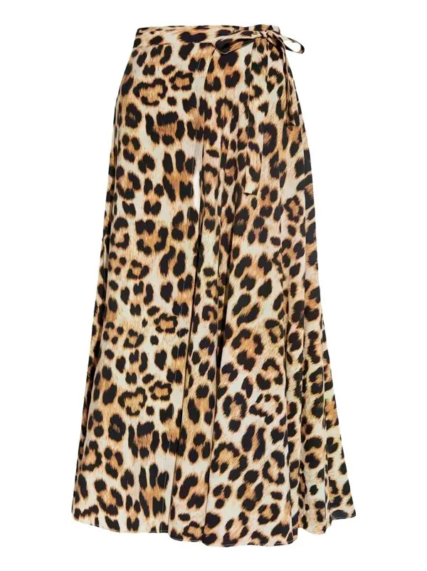 Munthe Animal-print High-rise Wrap Skirt - Neutrals