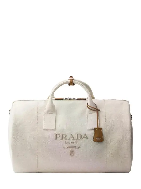 Prada Logo-embossed Duffle Bag - Neutrals