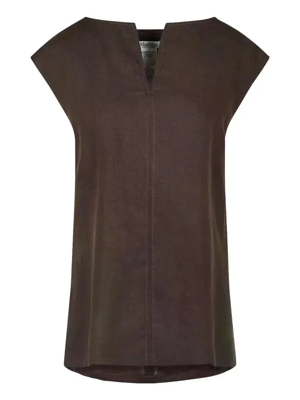 Max Mara Cap-sleeve Linen Top - Brown