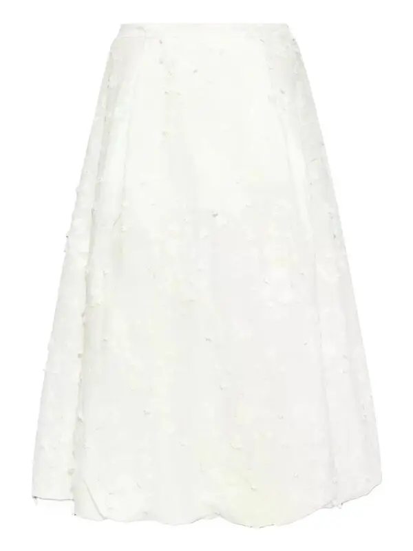 Munthe Fiamma Floral-embroidered Midi Skirt - White