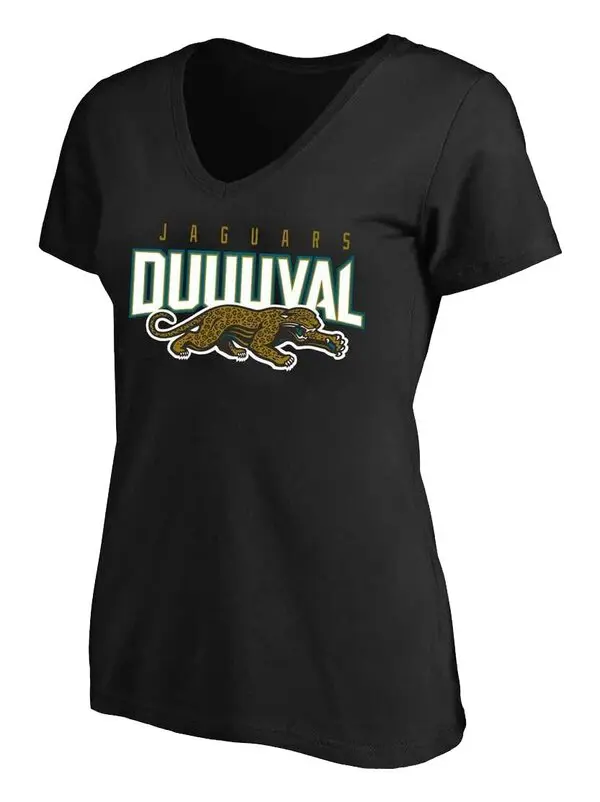 Mitchell & Ness Jacksonville Jaguars Retro Duval V-neck T-shirt - Black