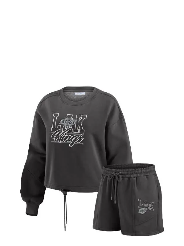 WEAR BY ERIN ANDREWS Los Angeles Kings Washed Fleece Lounge Set - Black
