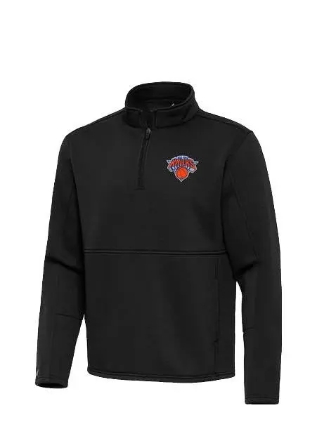 ANTIGUA New York Knicks Twist Quarter-zip Pullover Top - Black