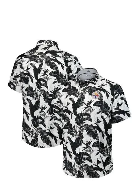 Tommy Bahama Pittsburgh Steelers Sunnyvale Blooms Camp Button-up Shirt - Black