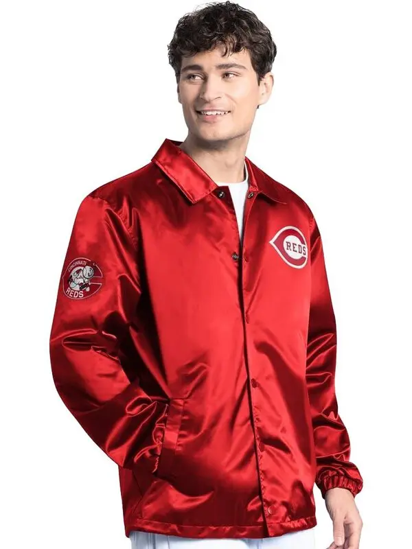 STARTER Cincinnati Reds Cooperstown Collection Coaches Jacket - Red