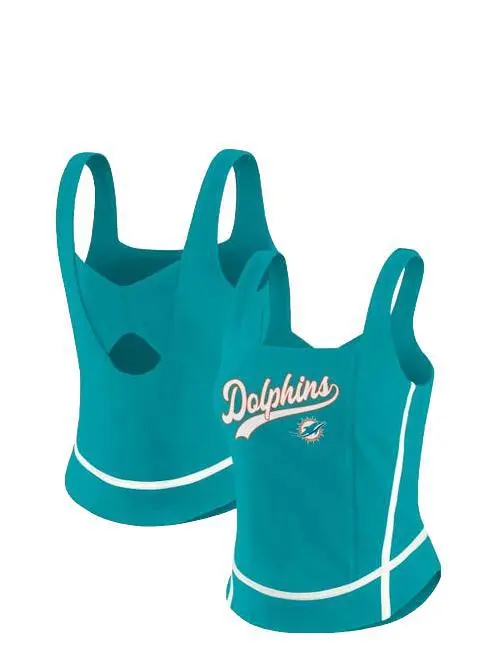 WEAR BY ERIN ANDREWS Miami Dolphins Square Neck Tank Top - Aqua