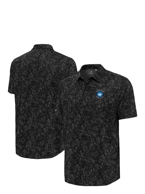 ANTIGUA Charlotte Fc Lush Woven Button-up Top - Black