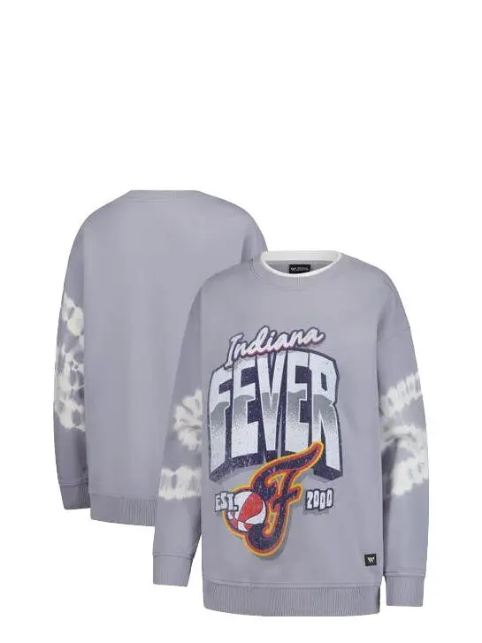 THE WILD COLLECTIVE Indiana Fever Double Collar Fleece Pullover Sweatshirt - Gray
