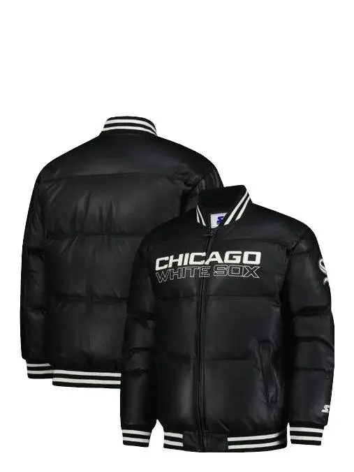 STARTER Chicago White Sox Full-zip Leather Jacket - Black