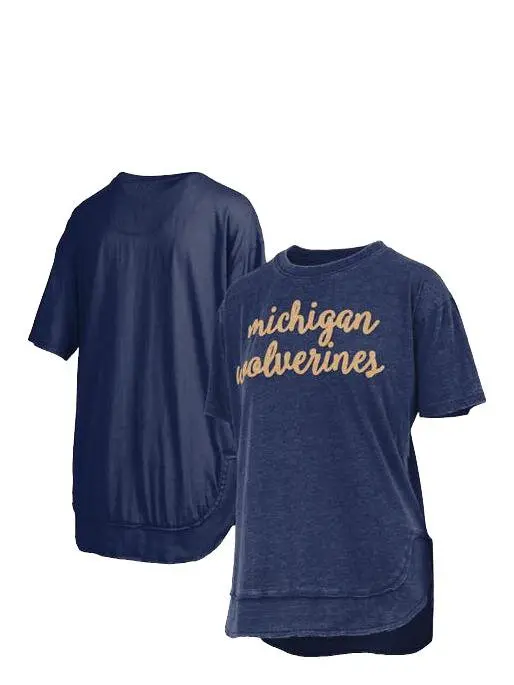 PRESSBOX Michigan Wolverines Poncho T-shirt - Navy