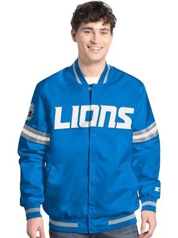 STARTER Detroit Lions Scout Varsity Jacket - Blue