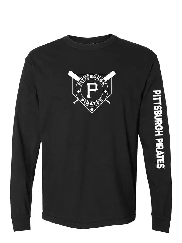 SOFT AS A GRAPE Pittsburgh Pirates Pigment Dye Long Sleeve T-shirt - Black