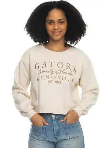 ZOOZATZ Florida Gators Cropped Crewneck Sweatshirt - Tan