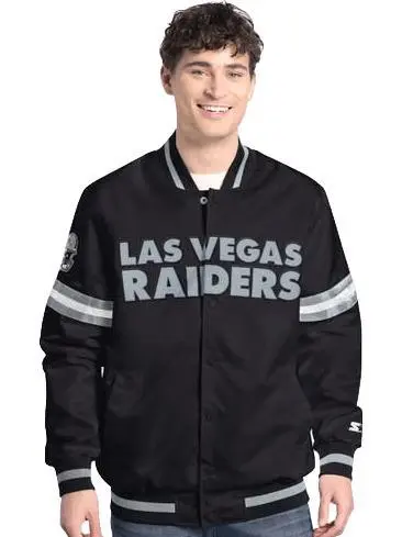 STARTER Las Vegas Raiders Scout Varsity Jacket - Black