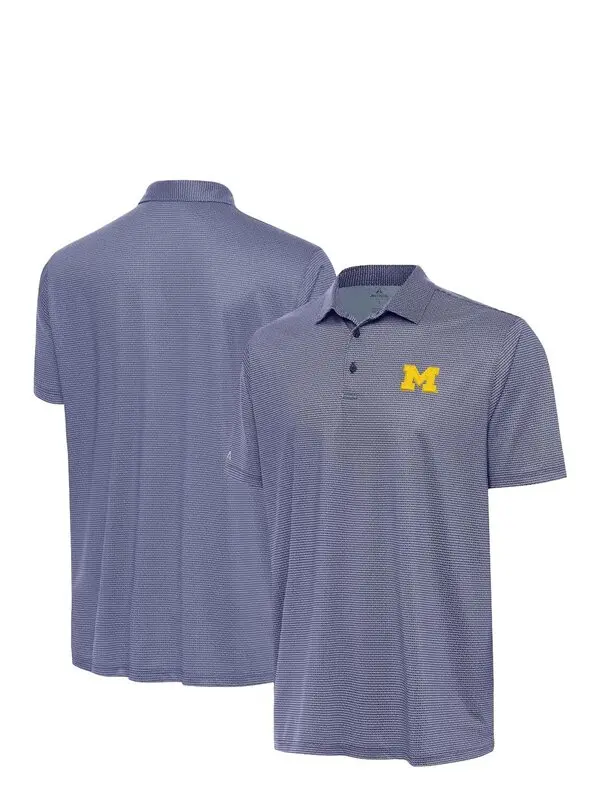 ANTIGUA Navy Michigan Wolverines Rings Polo - White