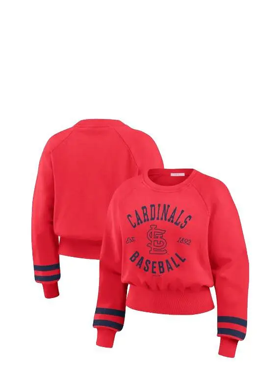 WEAR BY ERIN ANDREWS St. Louis Cardinals Vintage Washed Cropped Pullover Sweatshirt - Red