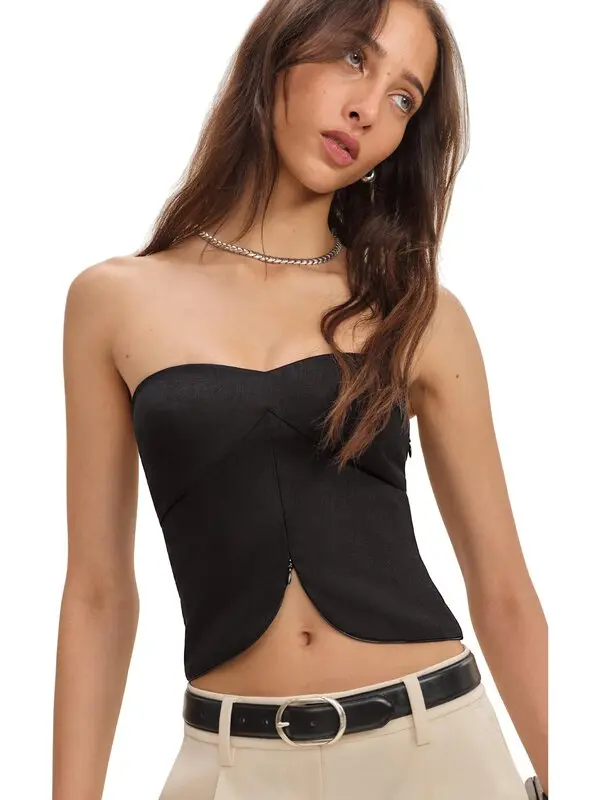 REFORMATION Maisie Linen Top - Black