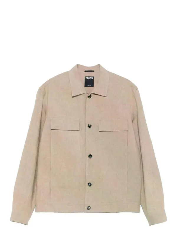 Zegna Leather Shirt Jacket - Neutrals