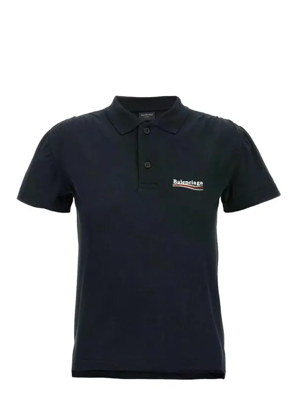 Balenciaga Logo-embroidered Polo Top - Blue