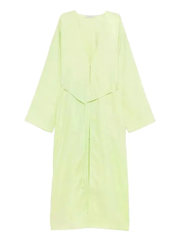 Asceno Linen Coat With Tie Waist - Green