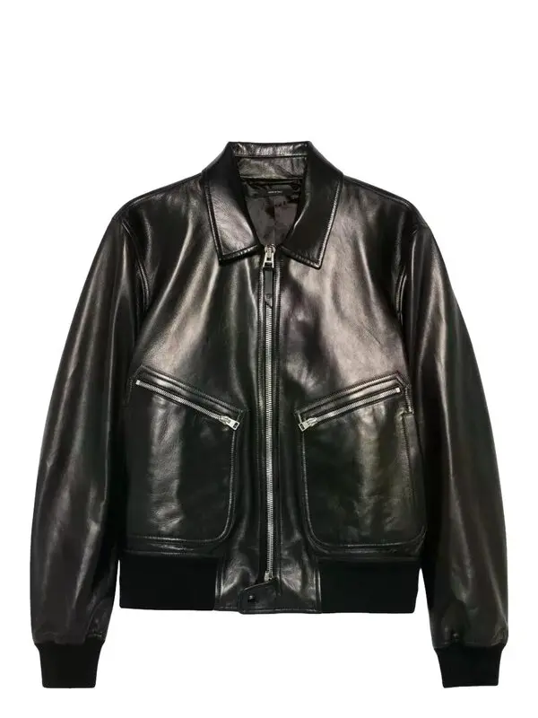TOM FORD Leather Bomber Jacket - Black