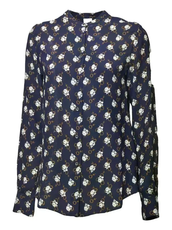 Aspesi Floral-print Button-up Shirt - Blue