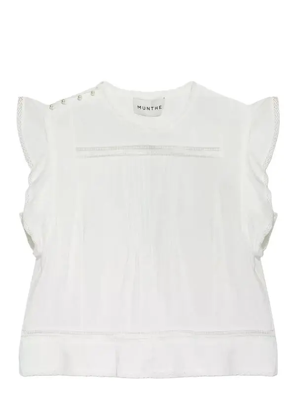Munthe Ruffled Short-sleeve Blouse - White