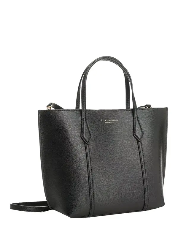 Tory Burch Small Perry Pebbled Leather Tote - Black