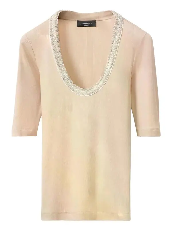 Fabiana Filippi Embroidered Neck Top - Pink
