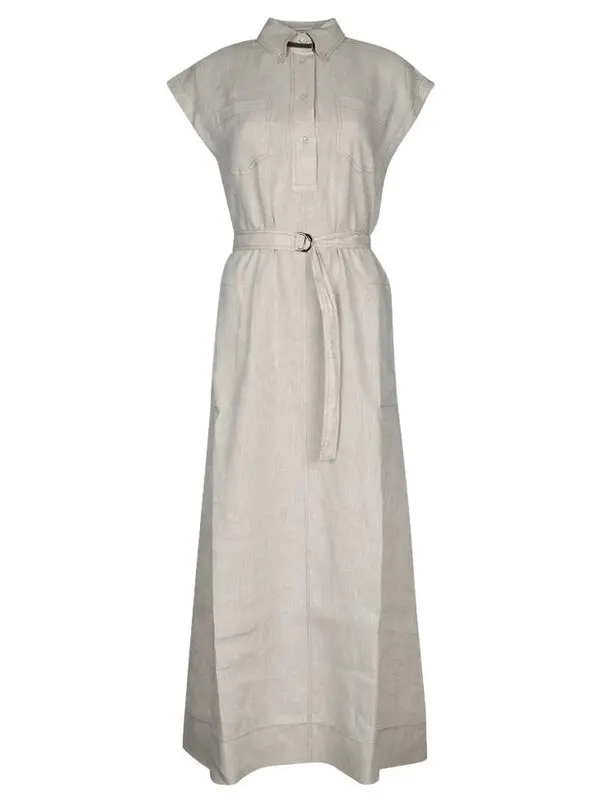 Brunello Cucinelli Linen Long Dress - Beige