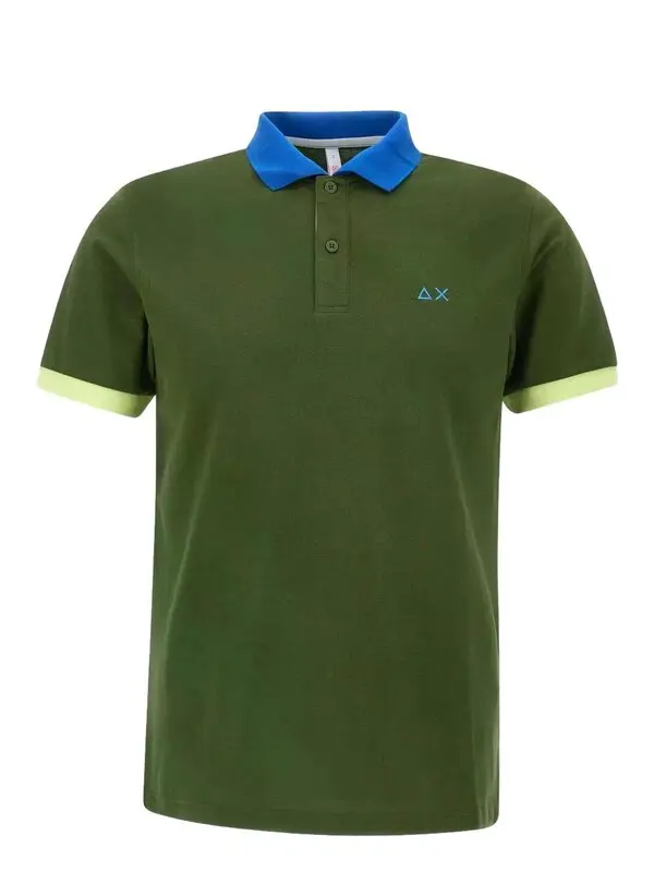 SUN 68 Colour-blocked Polo Shirt - Green