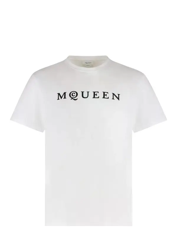 Alexander McQueen Flocked-logo T-shirt - White