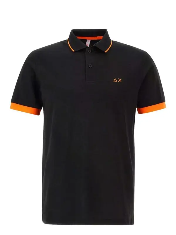 SUN 68 Contrast-collared Polo Shirt - Black