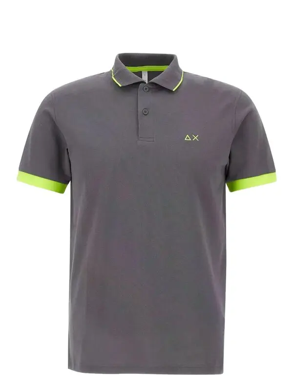 SUN 68 Contrast-trim Polo Shirt - Grey
