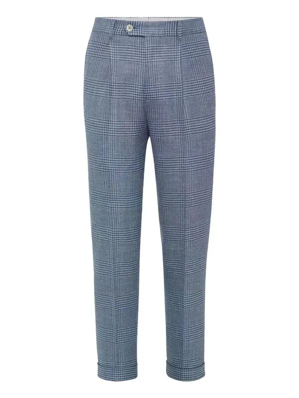 Brunello Cucinelli Houndstooth Trousers - Blue