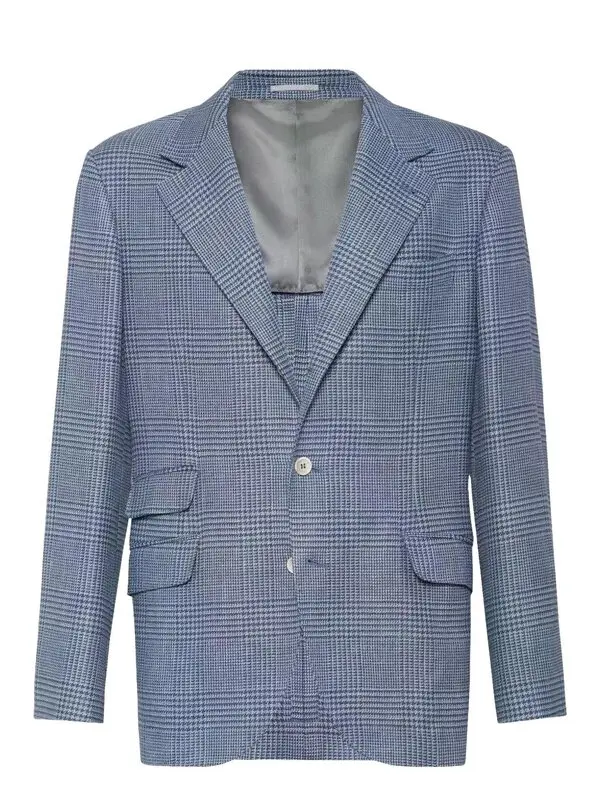 Brunello Cucinelli Checked Blazer - Blue
