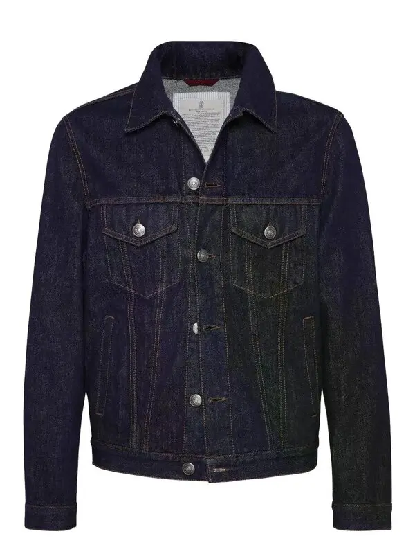 Brunello Cucinelli Cotton Denim Trucker Jacket - Blue