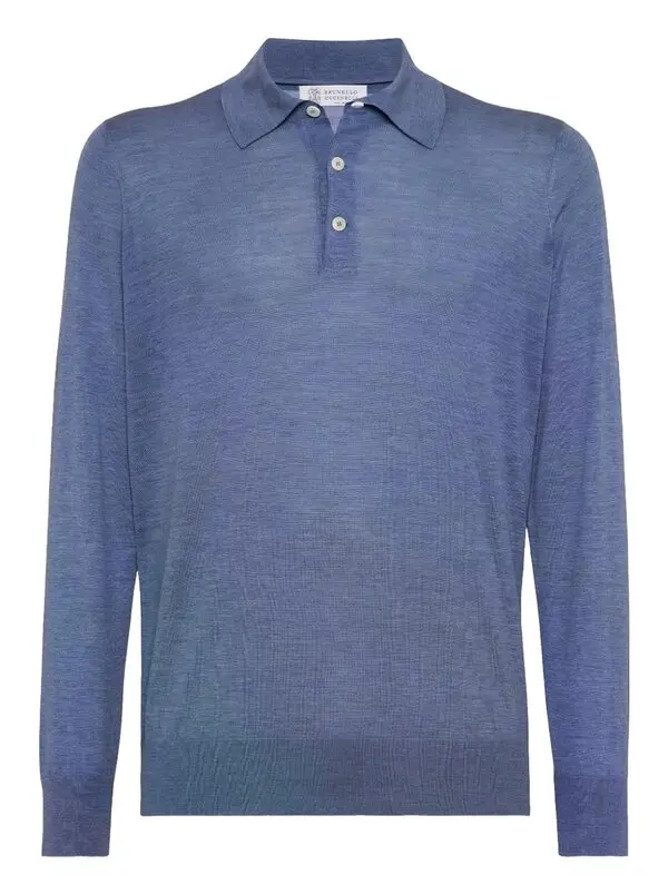 Brunello Cucinelli Lightweight Knitted Polo Shirt - Blue