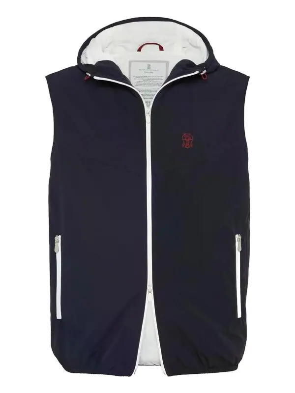 Brunello Cucinelli Zip-up Hooded Gilet - Blue