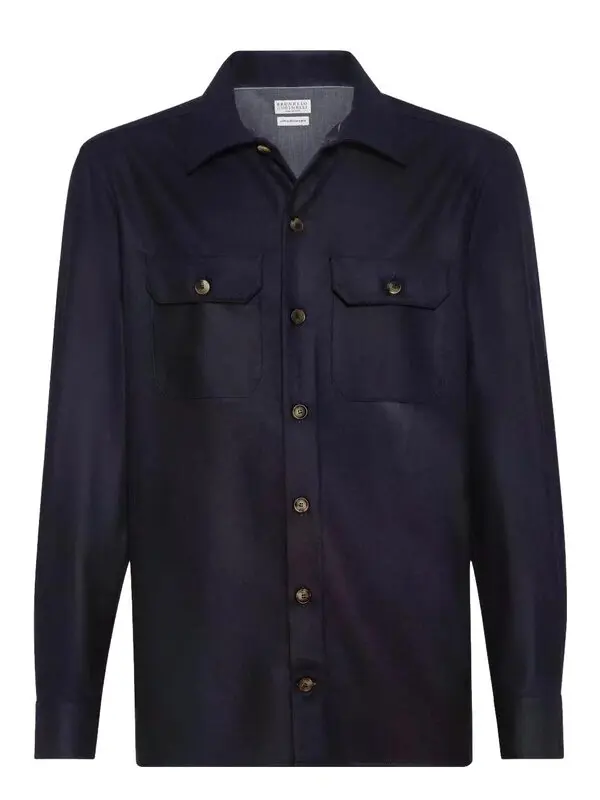 Brunello Cucinelli Double-pocket Button-down Shirt - Blue