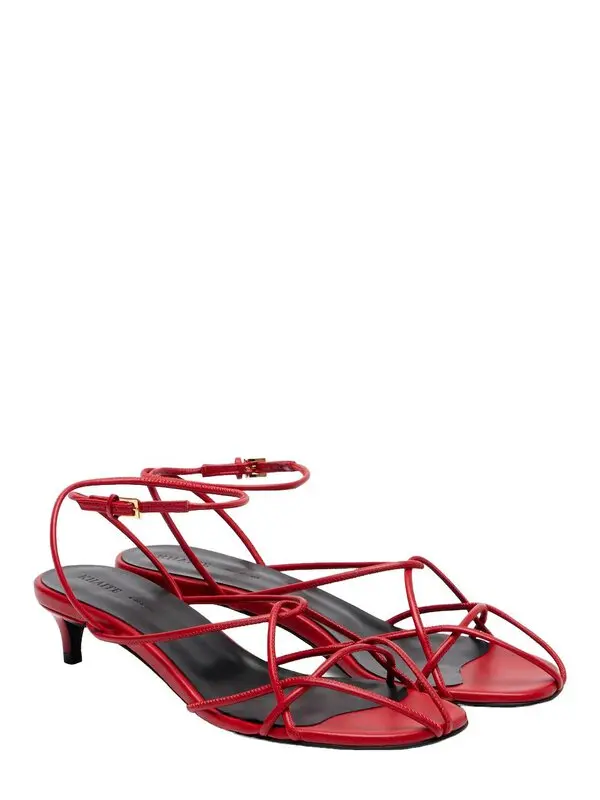 Khaite Loulou 35 Leather Slingback Sandals - Red
