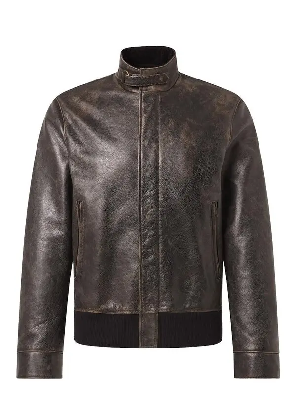 THE ROW Edrice Leather Bomber Jacket - Black