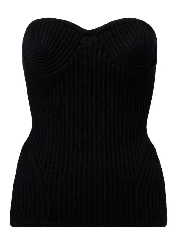 Jean Paul Gaultier Ribbed-knit Wool-blend Corset - Black