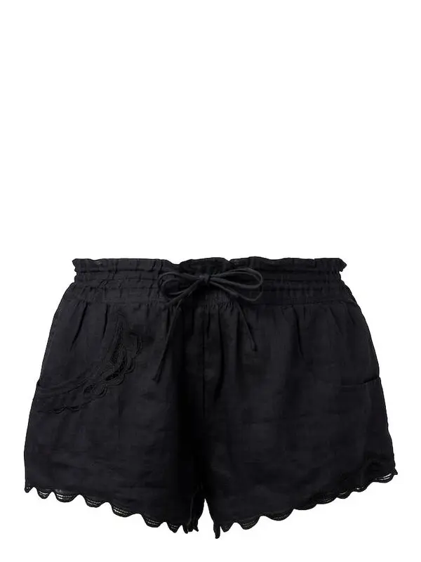 Isabel Marant Lola Broderie Anglaise Ramie Shorts - Black