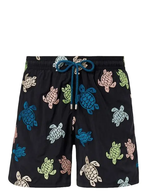 Vilebrequin Mistral Embroidered Swim Trunks - Black
