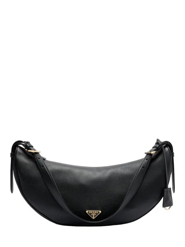 Prada Demi-lune Large Leather Shoulder Bag - Black