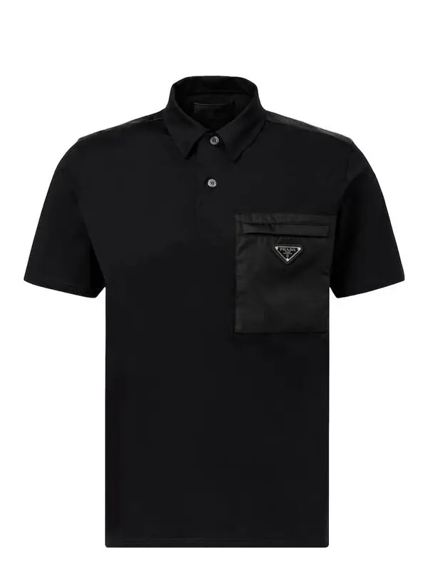 Prada Re-nylon Cotton-blend Polo Shirt - Black