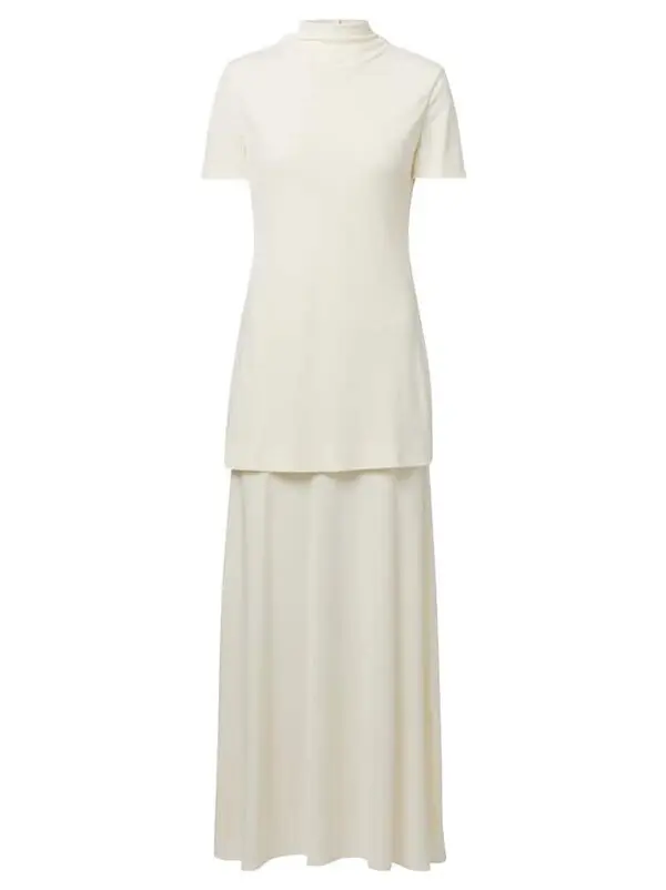 JIL SANDER Layered Crêpe Maxi Dress - White